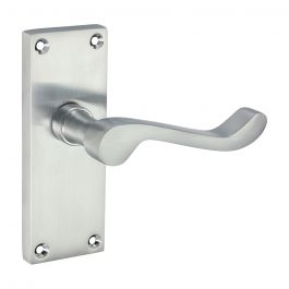 Victorian Scroll Latch Handles - Satin Chrome - Pearsons of Duns